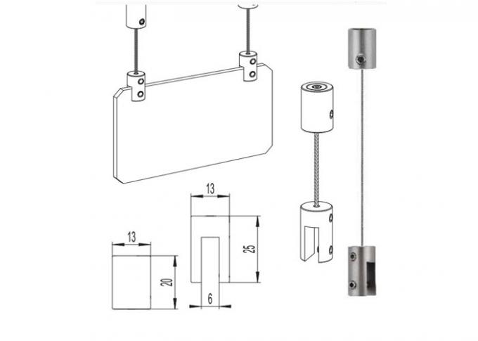 Self Locking Brass Cable Gripper Hanger Signage Cable Hanging Systems