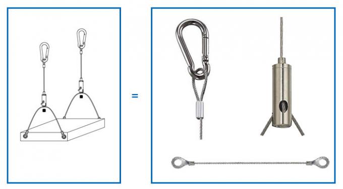 LED Linear Trunking Suspension Kit Lighting System Wire Hanging Fixtures