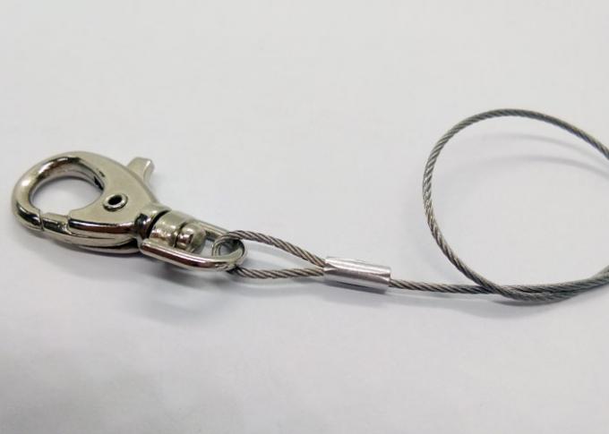 Steel 1.5mm Eye Loop Wire Rope Siling Wire Rope Lanyard With Carabiner