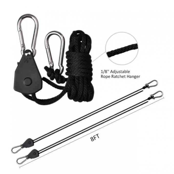 Hydroponic Led Grow Light Hangers Reflector Adjustable 1/8" Rope ...