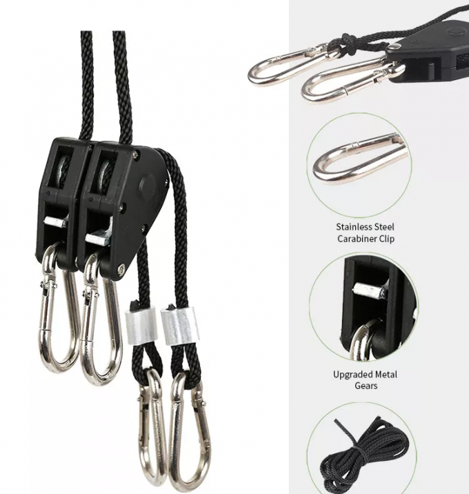 Hydroponic Led Grow Light Hangers Reflector Adjustable 1/8" Rope ...