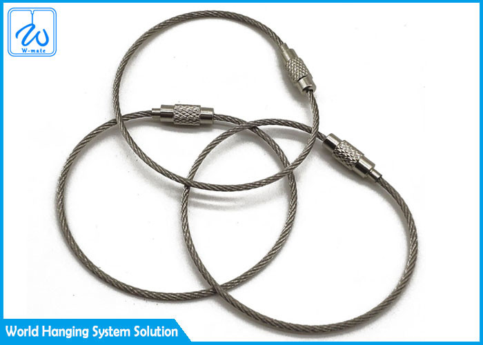 Luggage Tag Wire Buckle Cable Loop Key Ring , Stainless Steel Wire Rope ...