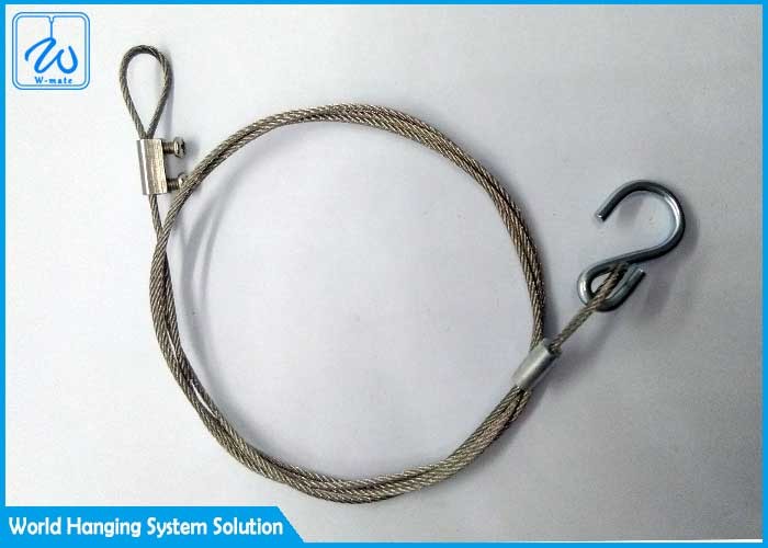 Sus304 Wire Rope Loop End And Hook Security Cable For Led Ceiling Down ...
