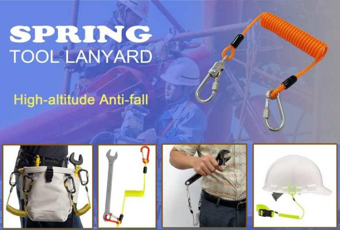 Spring Coil Tools Safety Lanyard For Steeplejack Working At Heights